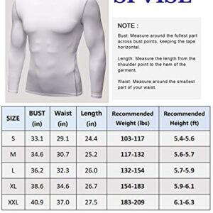 White Compression Shirts Mens Long Sleeve Running Gym Top Shirts Lightweight Sports Baselayer Undershirt Cool Dry