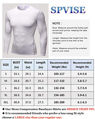 White Compression Shirts Mens Long Sleeve Running Gym Top Shirts Lightweight Sports Baselayer Undershirt Cool Dry