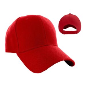 mrlahat plain baseball cap adjustable size 6 panel acrylic running and outdoor unisex hat (red)