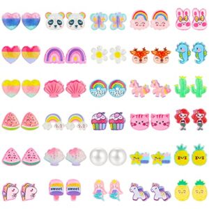 newitin 30 pairs magnetic stud earrings for girls clip on earrings hypoallergenic earrings non piercing girls earrings cute magnetic earrings for kids women