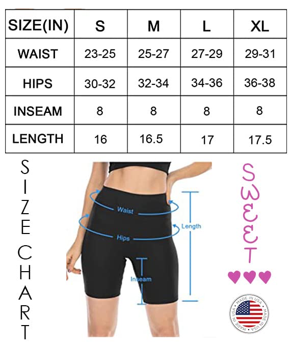 Sweet Hearts 3 Pack Biker Shorts for Women- 5" High Waist Yoga Short Basic Everyday Casual Buttery Soft Made in USA (XX-Large, Black/Navy/Spacedye)