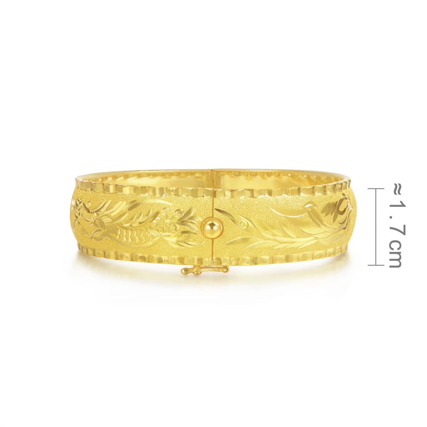 CHOW SANG SANG 999.9 24K Solid Gold Price-by-Weight 18.34g Dragon and Phoenix Bangle for Women and Wedding Occasion 84936K | 7 (Wrist Size:14.5-15.5 CM)