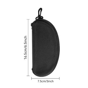 3pcs Zipper Hard Shell Sunglasses Case and Eyeglasses Case Portable Travel Glasses Case with Plastic Hook (Black)