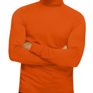 Zengjo Thermal Base Layer Men Turtlenck Long Sleeve(Orange,S)