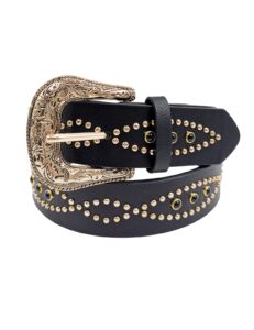 topacc western belts for women cowgirl cowboy rivet studded country fashion punk belt for jeans black