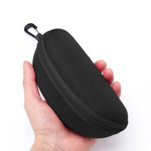 3pcs Zipper Hard Shell Sunglasses Case and Eyeglasses Case Portable Travel Glasses Case with Plastic Hook (Black)