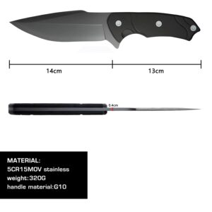 HARERUYO Fixed Blade Hunting Knife Outdoors Knife with Leather Sheath for Capming Survival Stainless Steel / 5.5 Inch Blade