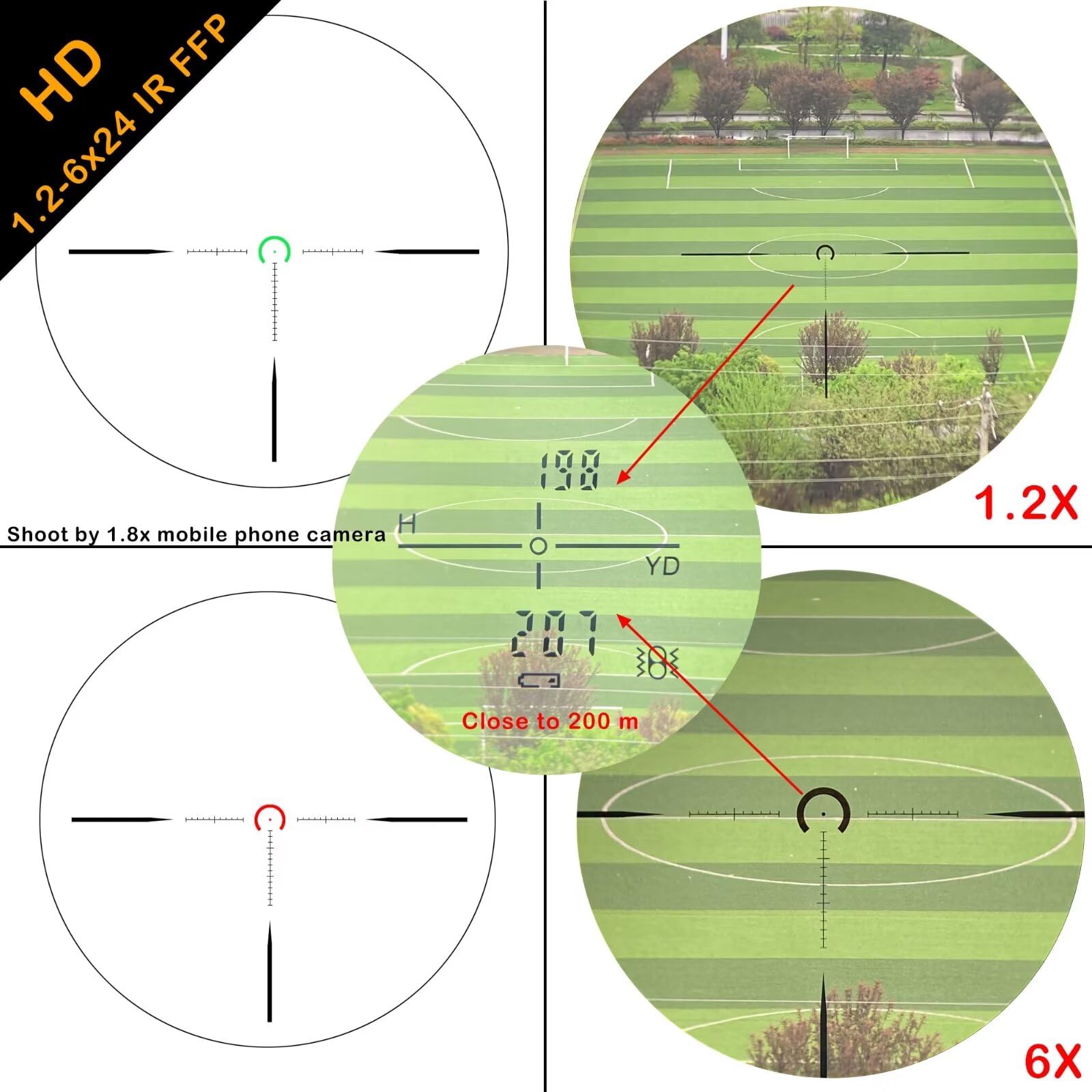 WestHunter Optics HD 1.2-6x24 IR FFP Compact Riflescope, 30mm Tube First Focal Plane Tactical Shooting Scope with Illuminated 1/2 MOA Reticle | Picatinny Shooting Kit A