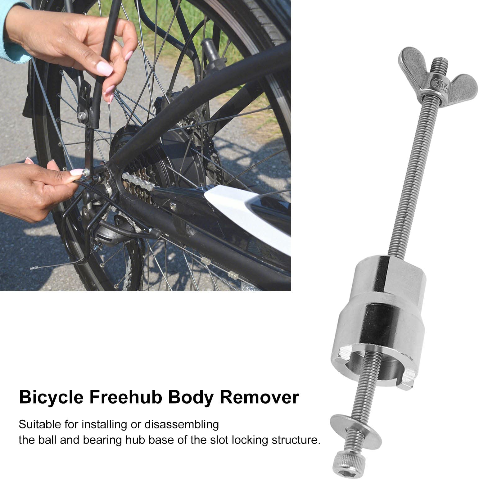 BuyWeek Bike Hub Removal Tool, Stainless Steel Bicycle Hub Remover Universal Bike Hubs Install Disassemble Tool for Mountain Road Bike