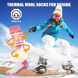 RIOROO Ski Socks Merino Wool,2/3 Pairs Pack Skiing and Snowboarding Socks For Men Women Youth,Winter Knee High Thermal Socks