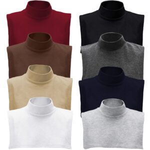 8 pcs dickey collar fake turtleneck fake detachable collars faux turtleneck collar half top mock blouse collar for women men adults sweater, 8 colors