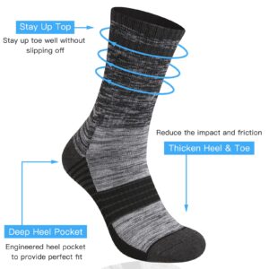 COOVAN Mens Hiking Socks Crew Outdoor Socks 5 Pairs Moisture Wicking Cushioned Athletic Boot Socks