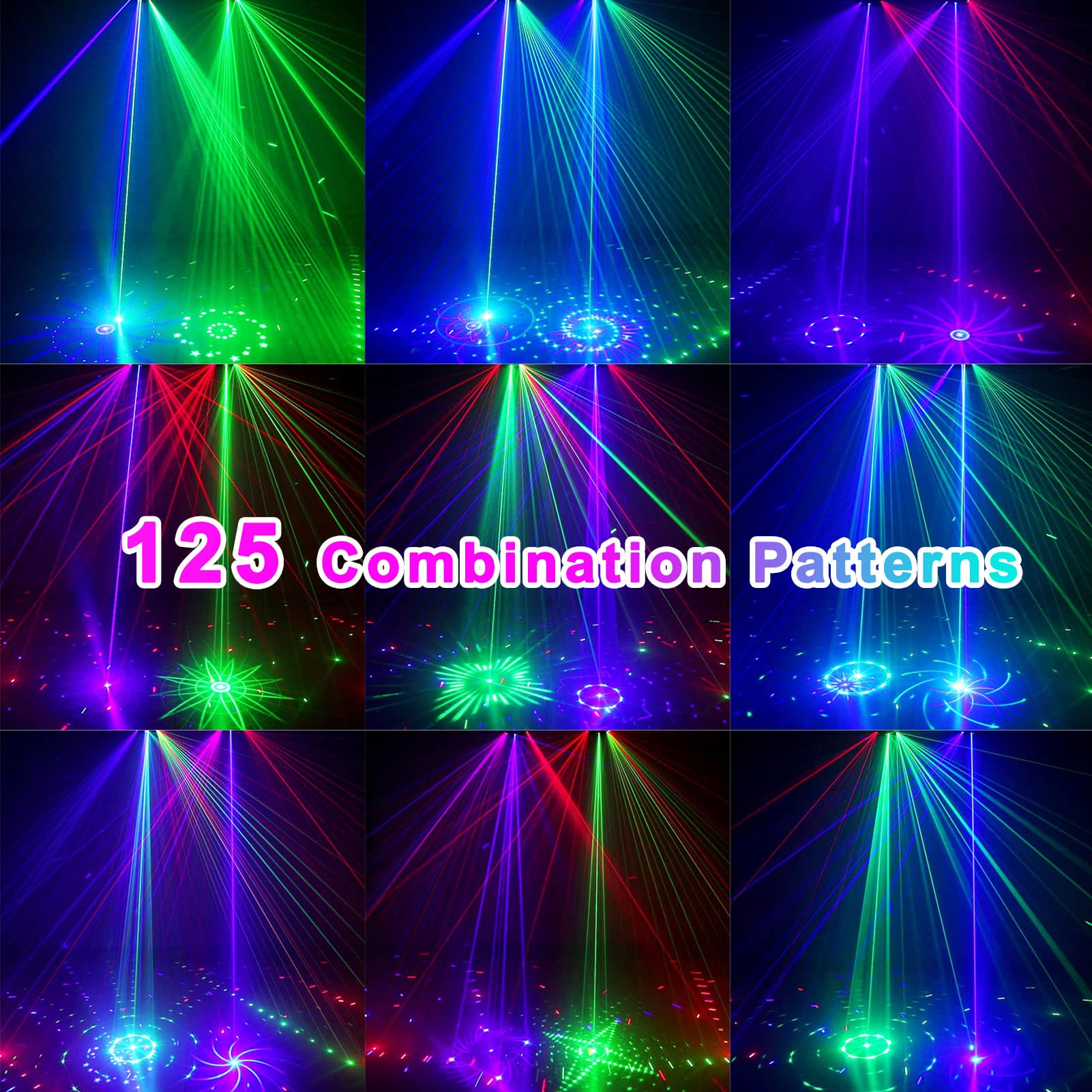 15 Eyes RGB Dj Disco Party Light Strobe Stage Lighting Effect LED Projector by DMX512 Control and Sound Activated Ravelight for Home Birthday Parties Karaoke KTV