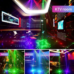 15 Eyes RGB Dj Disco Party Light Strobe Stage Lighting Effect LED Projector by DMX512 Control and Sound Activated Ravelight for Home Birthday Parties Karaoke KTV