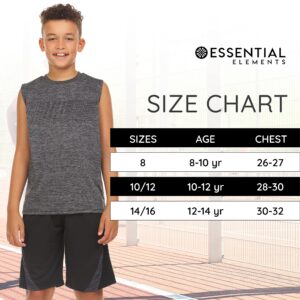 Essential Elements Boys Active Shirt - Quick-Dry Athletic Workout Training Stretch Crew Neck Muscle Tank Top 5 Pack