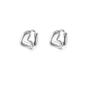 reffeer solid 925 sterling silver love heart huggie earrings hoops for women teen girls heart hoop earrings huggie (a-silver)