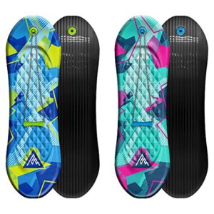 artikfun premium foam snowboard sled 2-pack | tow rope and handle | sized for youth and adults | contoured foot deck design | 48in-122cm design length |