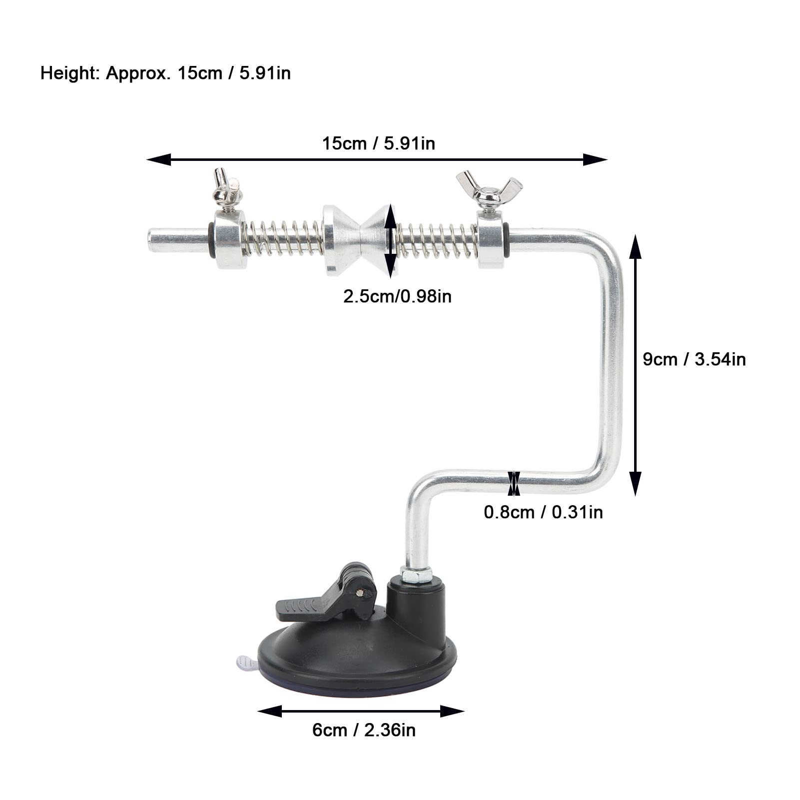 Fishing Line Spooler, Portable Adjustable Aluminum Fish Line Winding Tool Machine Spool with Sucking Cup