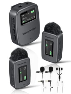 2.4g wireless lavalier microphone, dual lavalier lapel mic 2 transmitters and 1 receiver noise reduction for dslr camera, recording youtube, vlogs