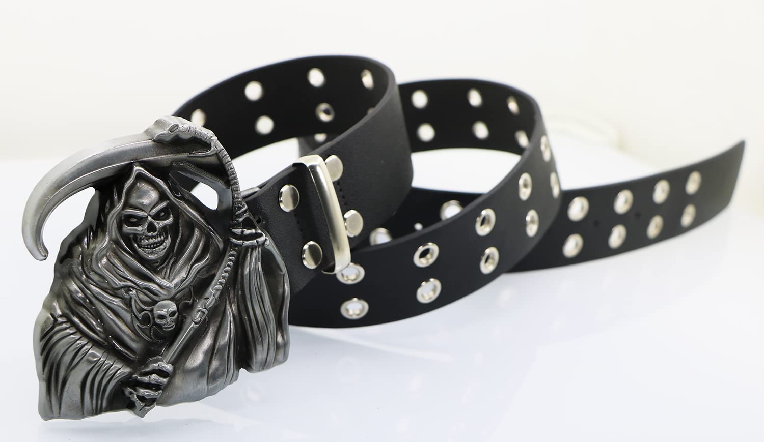 NORICAP Men And Women Metal Skull Head Leather Buckle Belt Waist Band Jeans Decorative Punk Belt