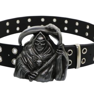 NORICAP Men And Women Metal Skull Head Leather Buckle Belt Waist Band Jeans Decorative Punk Belt