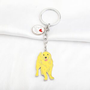 FUSTMW Golden Retriever Keychain Gifts Golden Retriever Dog Lover Owner Gifts Golden Retriever Charm Keyring Dog Mom Dad Gifts (Silver)