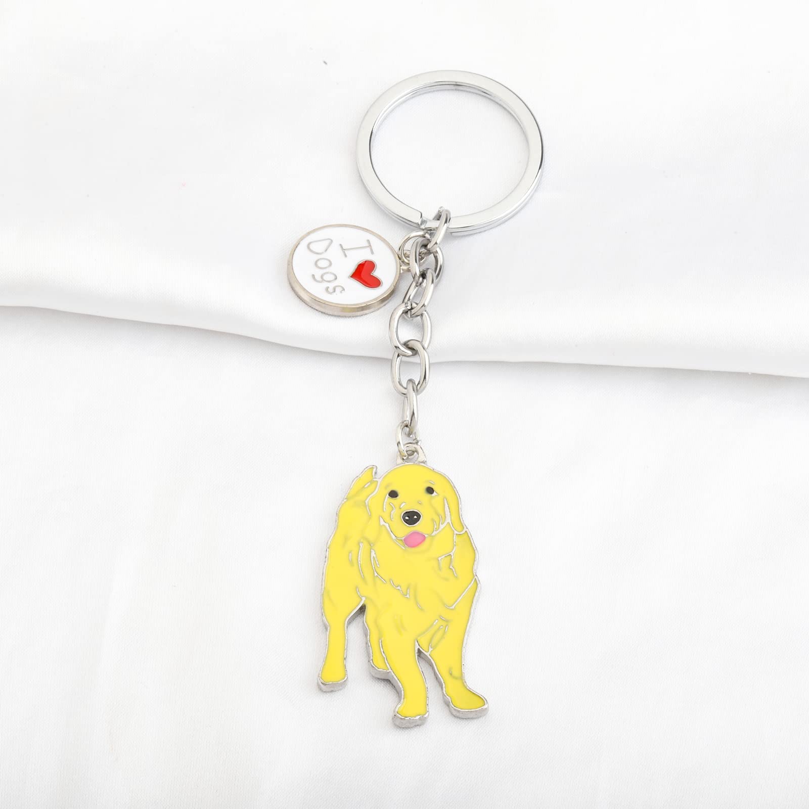 FUSTMW Golden Retriever Keychain Gifts Golden Retriever Dog Lover Owner Gifts Golden Retriever Charm Keyring Dog Mom Dad Gifts (Silver)