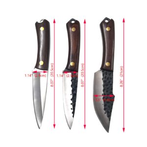 CHYI-GOGO Kitchen tools 3pcs kitchen knife set, Hand forged chef's knife. Suitable for camping barbecue, outdoor hunting knife, kitchen. (3 knives and knife bags)