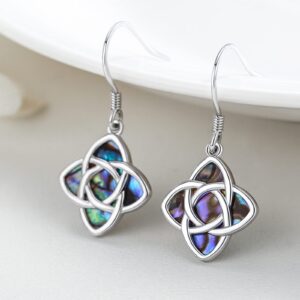 Twoowl Abalone Celtic Witch Knot Earrings 925 Sterling Silver Celtic Dangle Drop Earrings Celtic Jewelry Irish Gift for Women Girlfriends Mom Wife