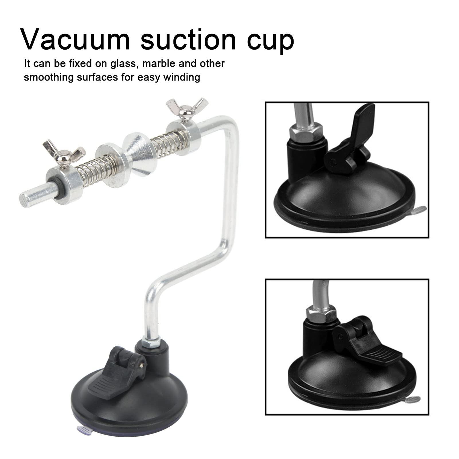 Fishing Line Spooler, Portable Adjustable Aluminum Fish Line Winding Tool Machine Spool with Sucking Cup