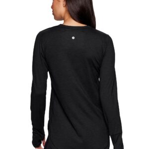 RBX Active Women's Yoga Tunic Super Soft Long Sleeve Crewneck Tee F22 Black Heather XL