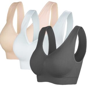 Cabales Women's 3-Pack Seamless Wireless Sports Bra with Removable Pads