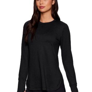 RBX Active Women's Yoga Tunic Super Soft Long Sleeve Crewneck Tee F22 Black Heather XL