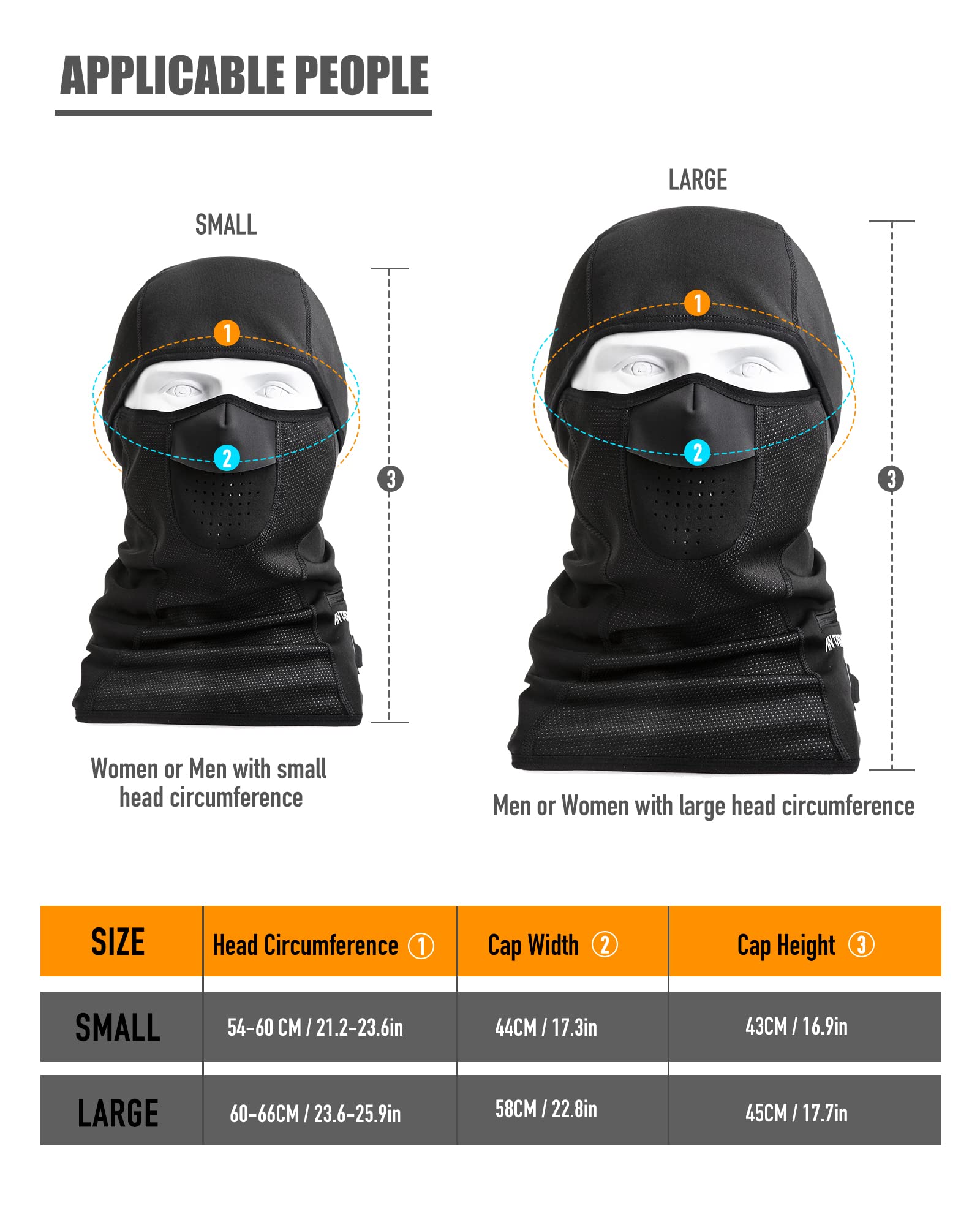 ANTARCTICA GEAR Heated Balaclava Face Ski Mask Windproof Warm Heating Hat for Motorcycle Riding Women Men Black