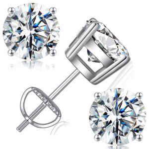 ctarlitu moissanite stud earrings, d color vvs1 brilliant lab created diamond earrings women 925 sterling silver screw back earrings for men (0.6carat/pairs, white gold)