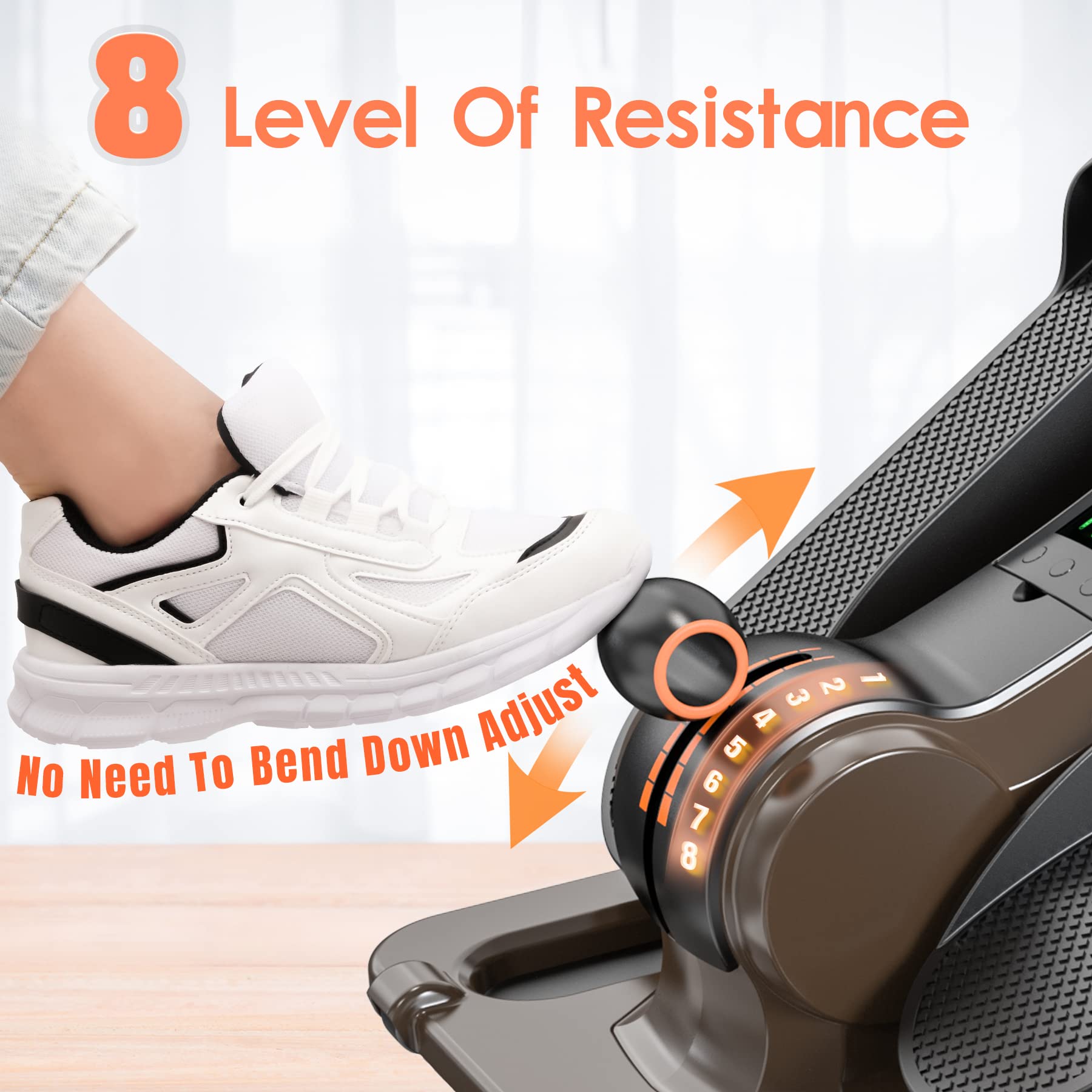 Niceday Under Desk Elliptical, Ellipse Leg Exerciser with Fully Assembled, Manual Quiet Seated Elliptical, 8 Adjustable Resistance, Bluetooth Foot Pedal Exerciser, Exerciser for Seniors