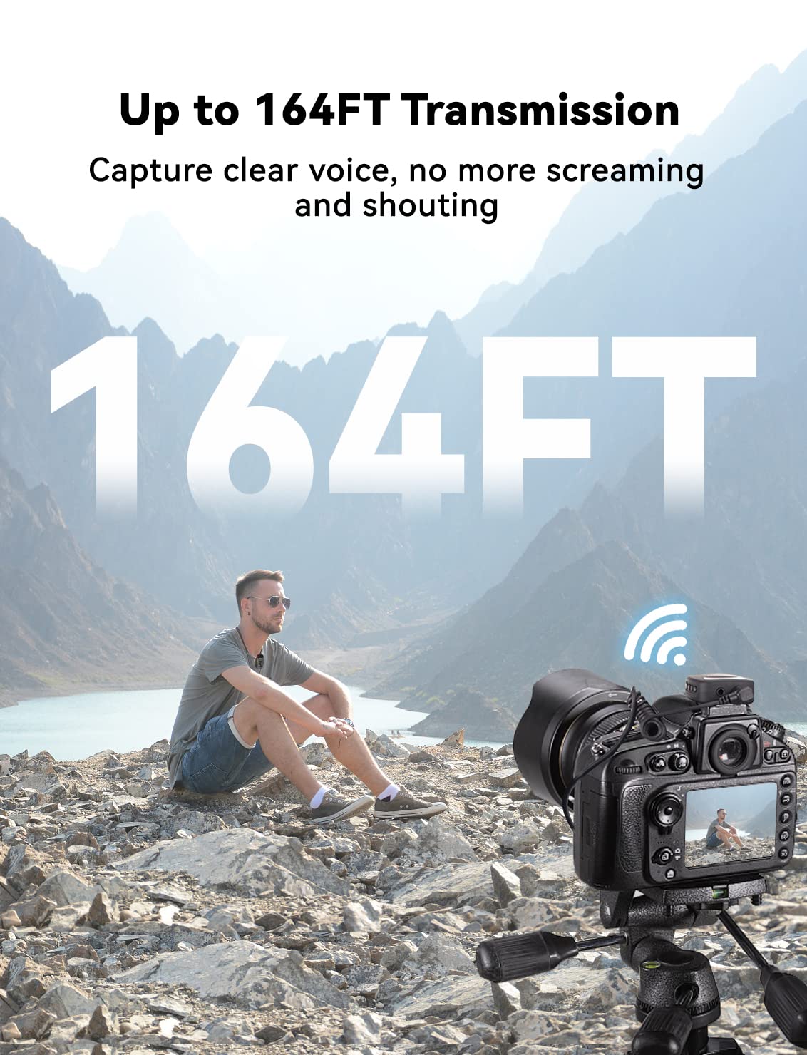 2.4G Wireless Lavalier Microphone, Dual Lavalier Lapel Mic 2 Transmitters and 1 Receiver Noise Reduction for DSLR Camera, Recording YouTube, Vlogs