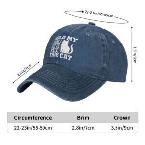 Cat Lover Hat Hold My Drink I Got Pet This Cats Cap for Men Baseball Caps Graphic Hat Navy Blue