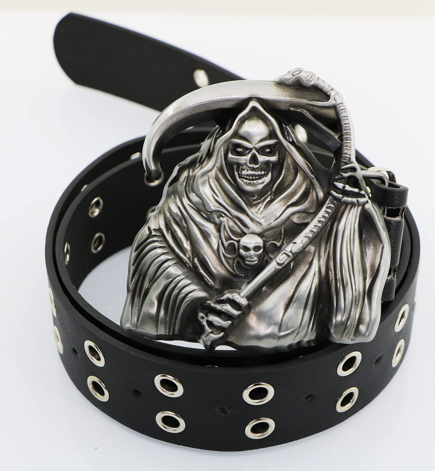 NORICAP Men And Women Metal Skull Head Leather Buckle Belt Waist Band Jeans Decorative Punk Belt