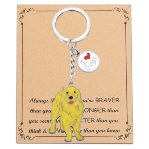 fustmw golden retriever keychain gifts golden retriever dog lover owner gifts golden retriever charm keyring dog mom dad gifts (silver)