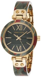 anne klein women's resin bangle watchgreen/gold