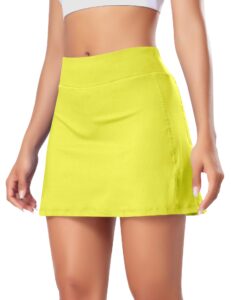 ganado tennis skirts for women with shorts golf skirt athletic skorts high waisted running skort workout casual activewear(#2 yellow,x-small)