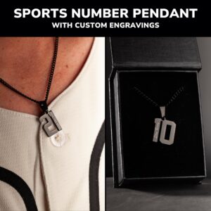 Custom Engraved Black Number Necklace - Jersey Number Pendant for Athletes - Personalized Sports Jewelry (19)