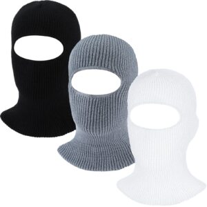 eboot knitted full face cover knit winter ski balaclava ski mask beanie one hole headwear (black gray white,3 pcs)