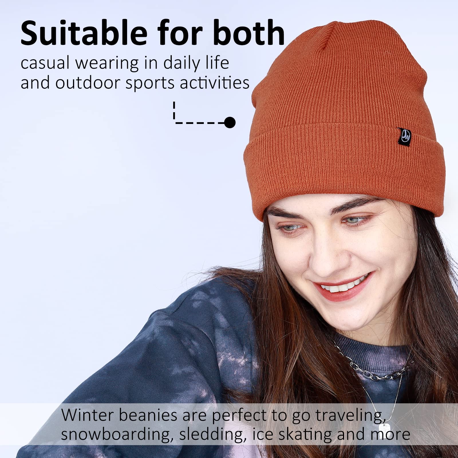 Joywant Knit Beanie Hats for Men Slouchy Acrylic Guys Women Winter Hat Skull Caps All Season Cuffed Unisex Beanies (Caramel)