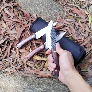 CHYI-GOGO Kitchen tools 3pcs kitchen knife set, Hand forged chef's knife. Suitable for camping barbecue, outdoor hunting knife, kitchen. (3 knives and knife bags)