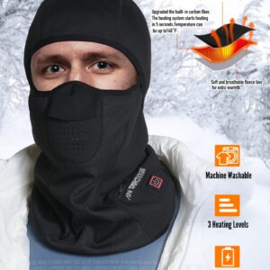 ANTARCTICA GEAR Heated Balaclava Face Ski Mask Windproof Warm Heating Hat for Motorcycle Riding Women Men Black