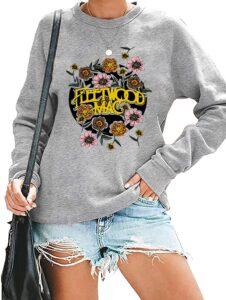 fcdied rock band sweatshirt for women vintage graphic rock music shirt casual long sleeve crewneck pullover tops (m, gray)