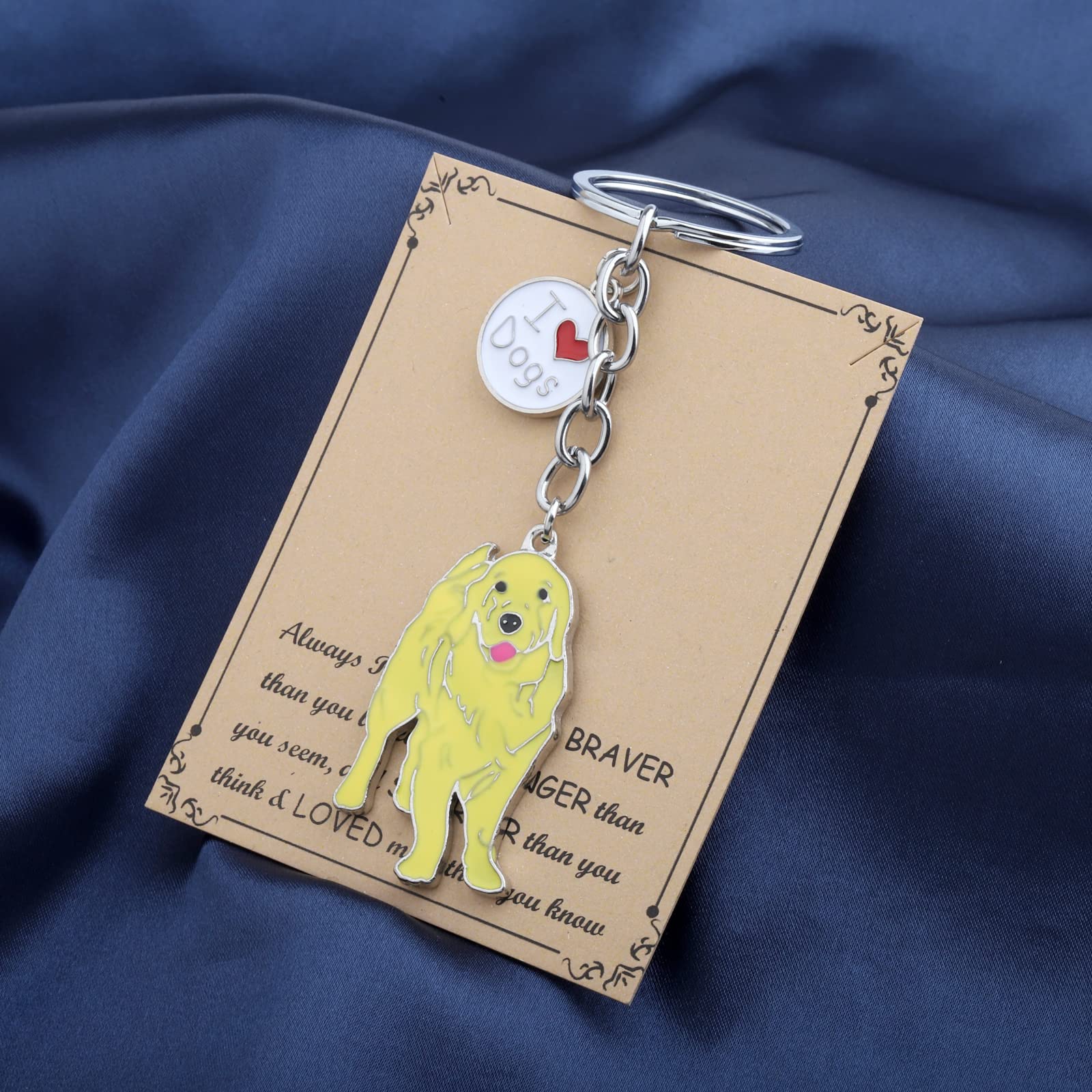 FUSTMW Golden Retriever Keychain Gifts Golden Retriever Dog Lover Owner Gifts Golden Retriever Charm Keyring Dog Mom Dad Gifts (Silver)