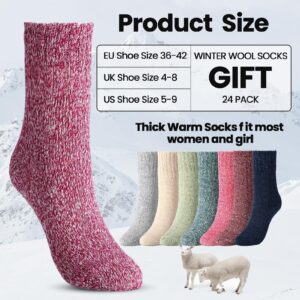 JaGely 24 Pairs Women Wool Socks Warm Winter Thermal Thick Socks Boot Crew Winter Socks Gifts for Women